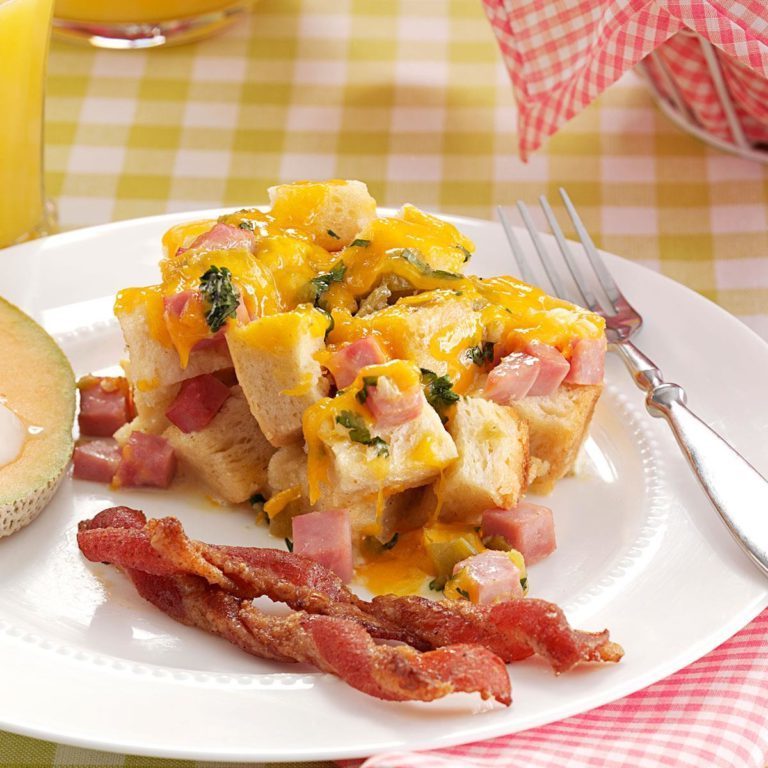 Strata de jamón, queso y chili - Receta Hoy