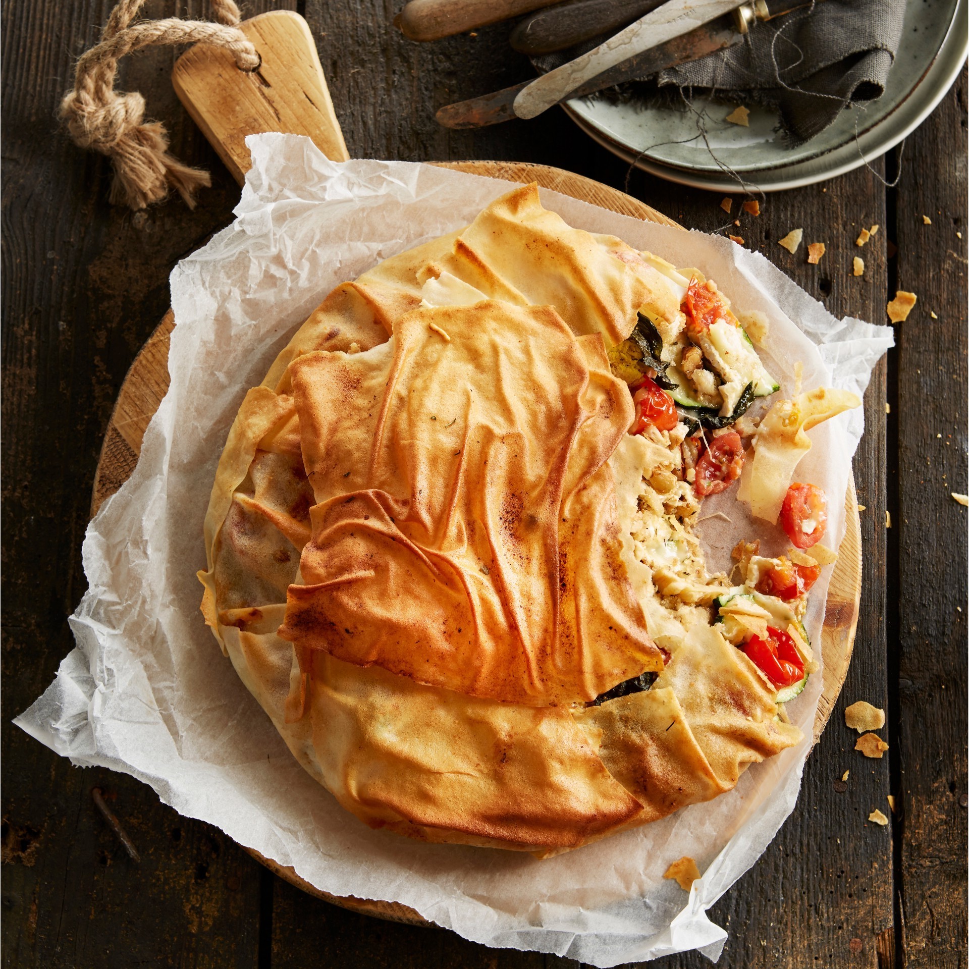 Pastel De Filo Con Calabacín, Tomate Y Camembert - Receta Hoy