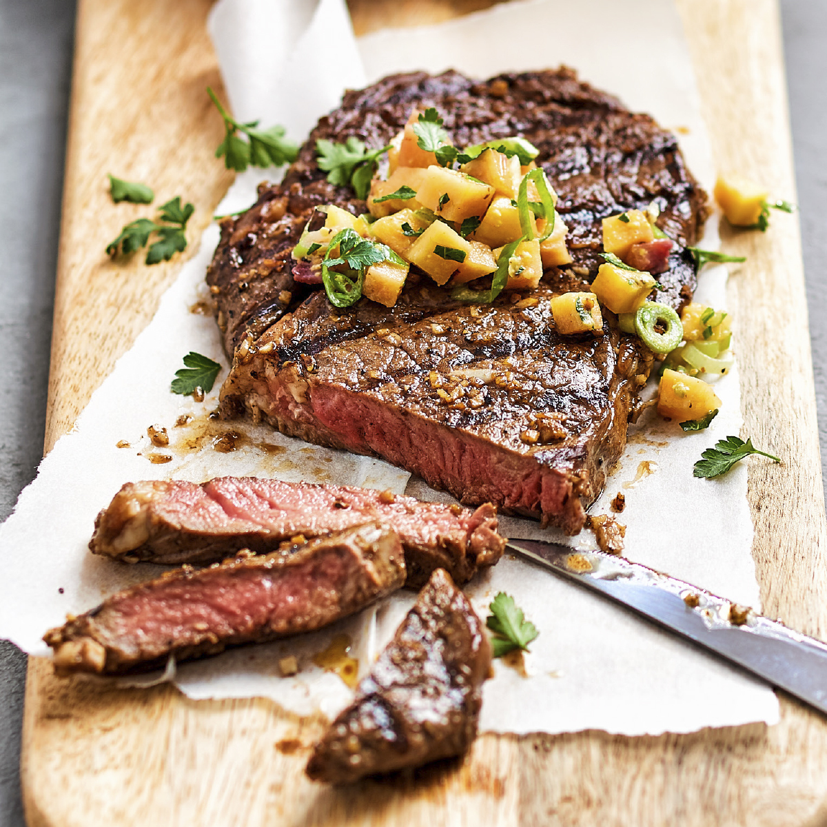 Chuletón con salsa picante de durazno - Receta Hoy